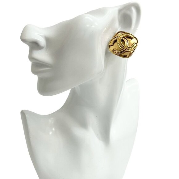 CHANEL | Jewelry | Chanel Authentic Vintage Gold Logo Earrings | Poshmark